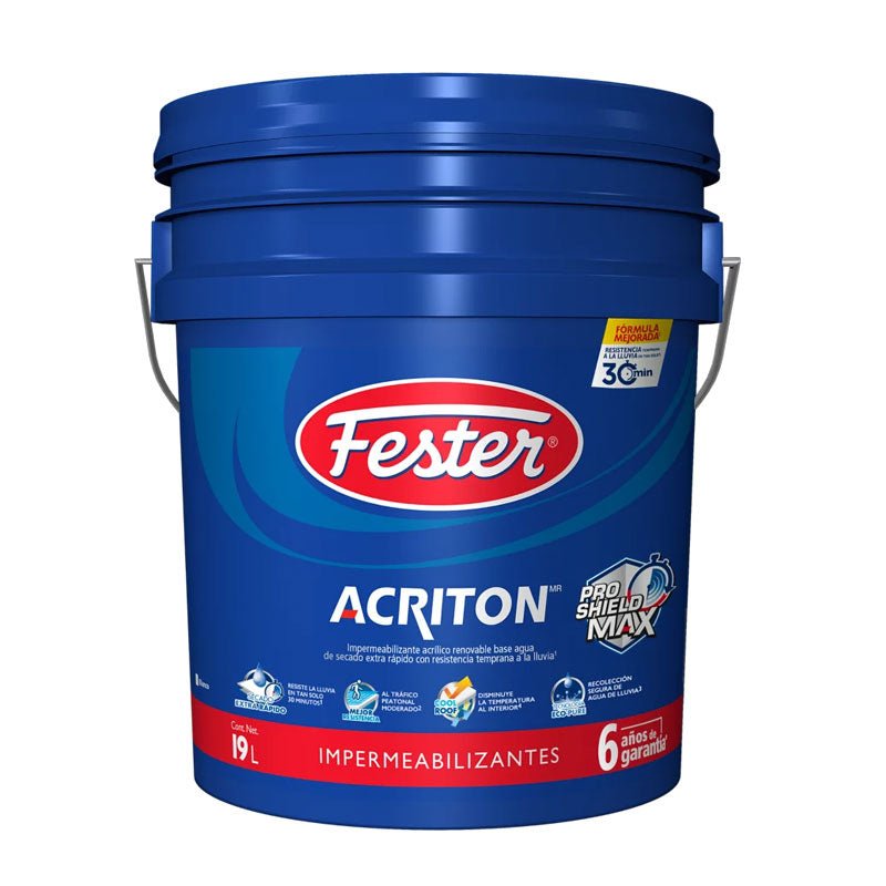 Impermeabilizante acriton proshield max 6 años, color rojo, 19 l ...