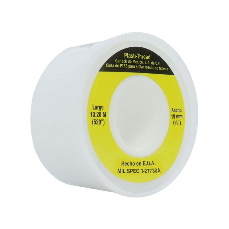 Cinta De Teflón Ptfe Económica Plastithread De 3/4" X 13.20 Metros, Ga